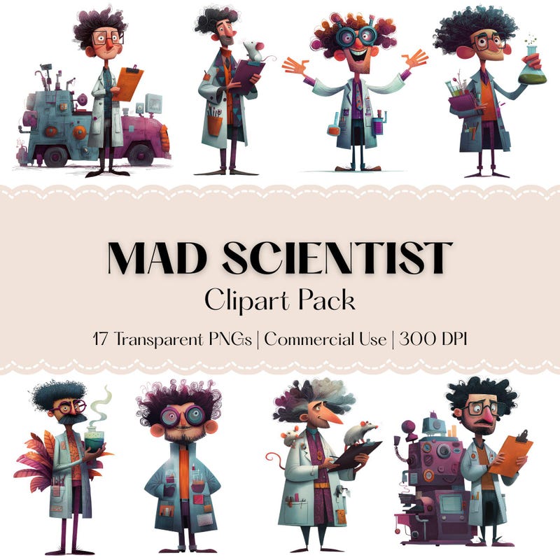 Mad Scientist Clipart - Etsy