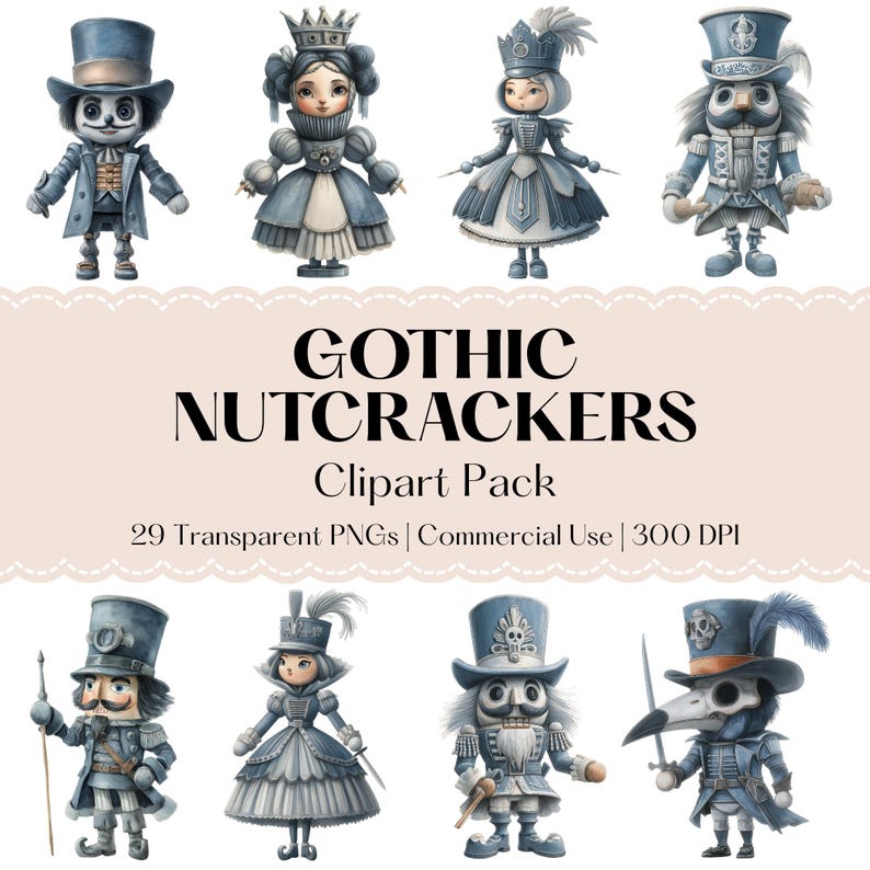 Gothic Nutcracker Clipart Set - Watercolor PNG for Unique Decor ...