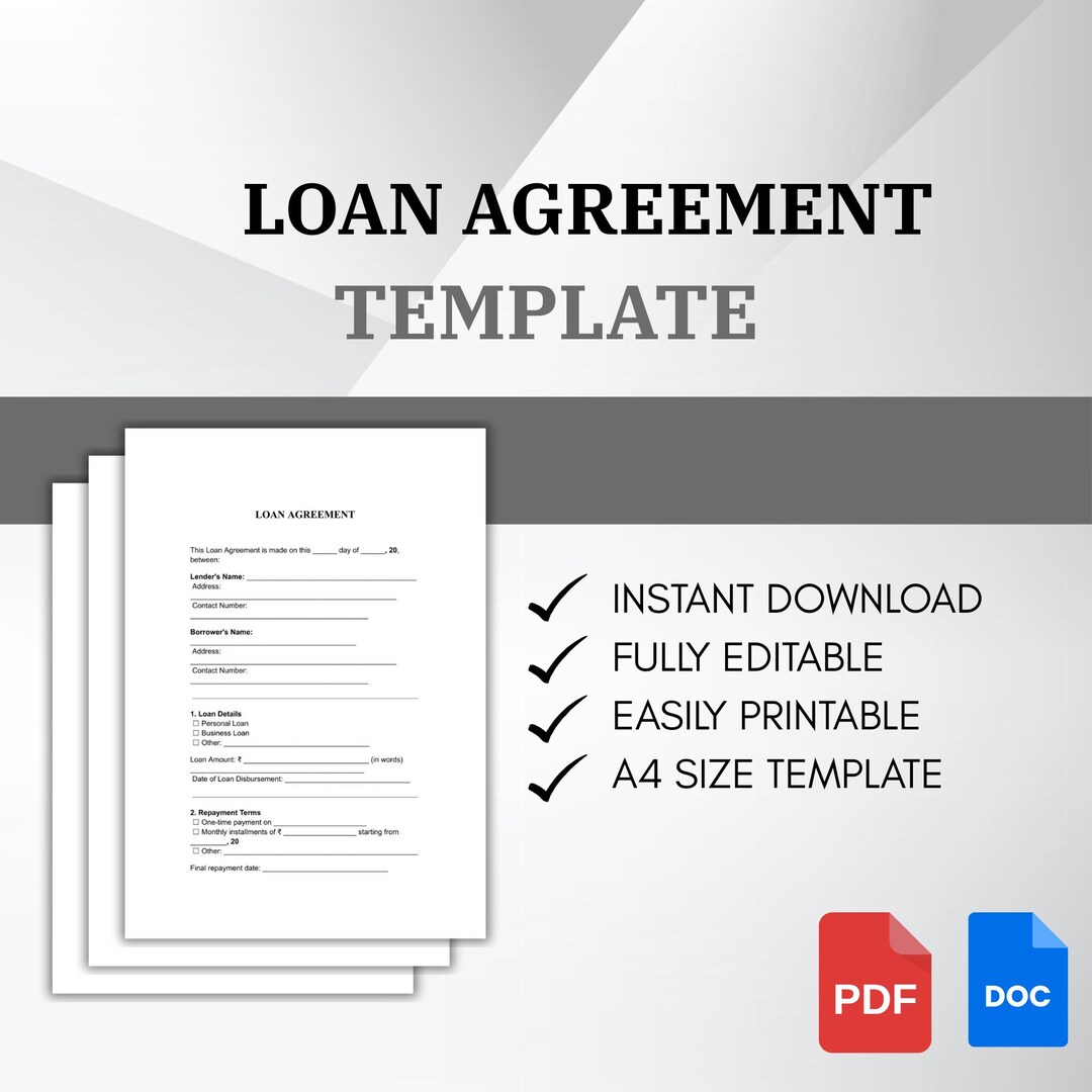 Loan Agreement PDF DOC | Personal Loan Contract Template | Borrower ...
