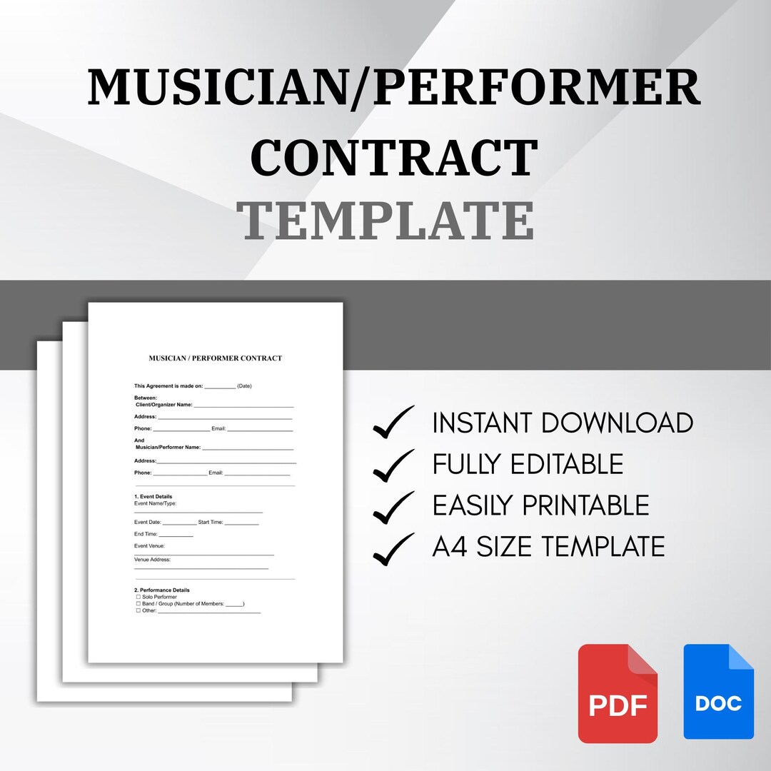 Musician Performer Contract PDF DOC | Live Event Entertainment ...