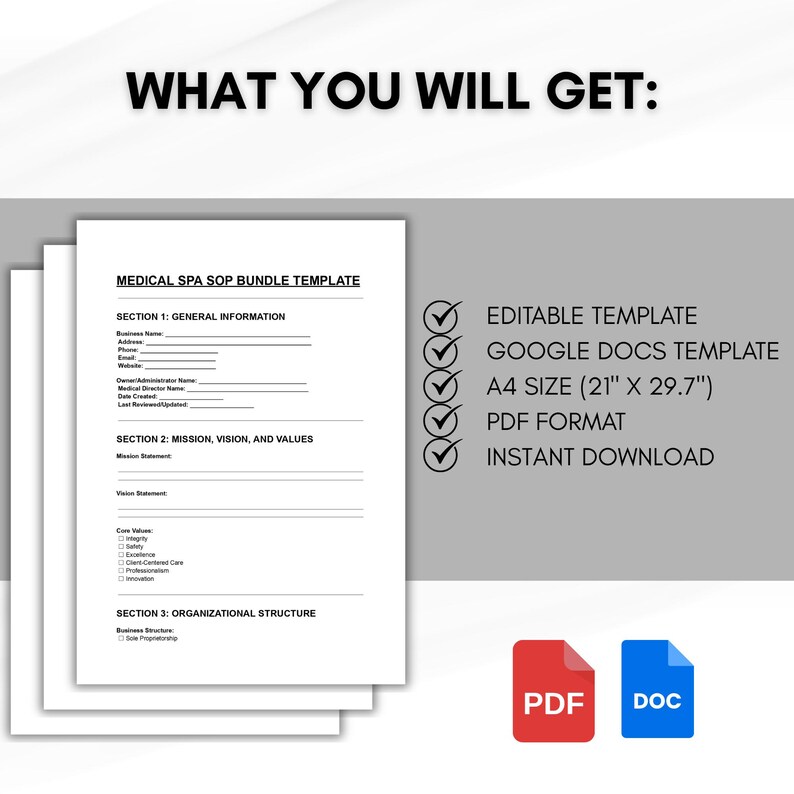 Medical Spa SOP Template Bundle: Clinic Operations Manual (PDF & DOC ...