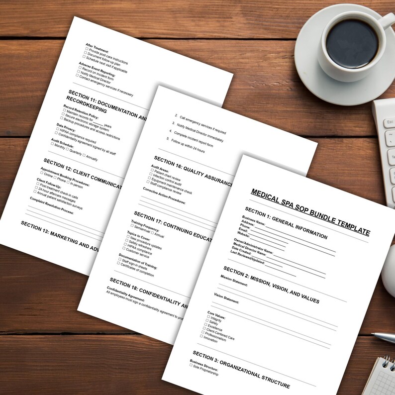 Medical Spa SOP Template Bundle: Clinic Operations Manual (PDF & DOC ...