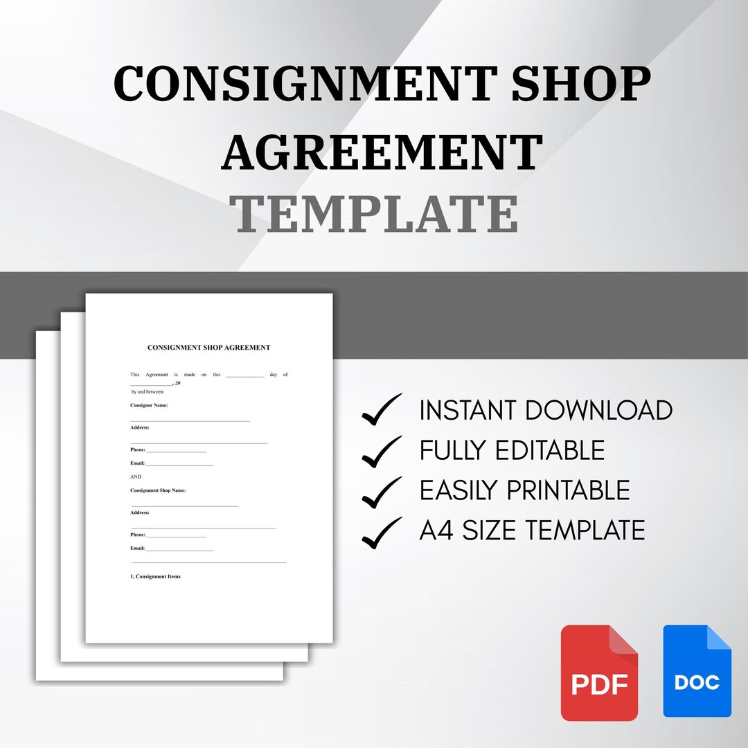 Consignment Shop Agreement PDF DOC | Store Vendor Contract Template ...