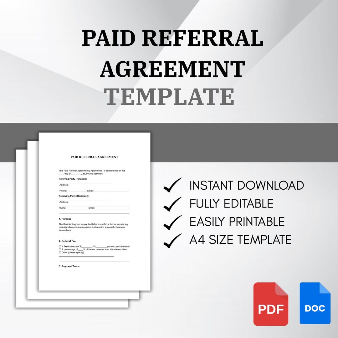 Paid Referral Agreement PDF DOC | Business Commission Contract Template ...