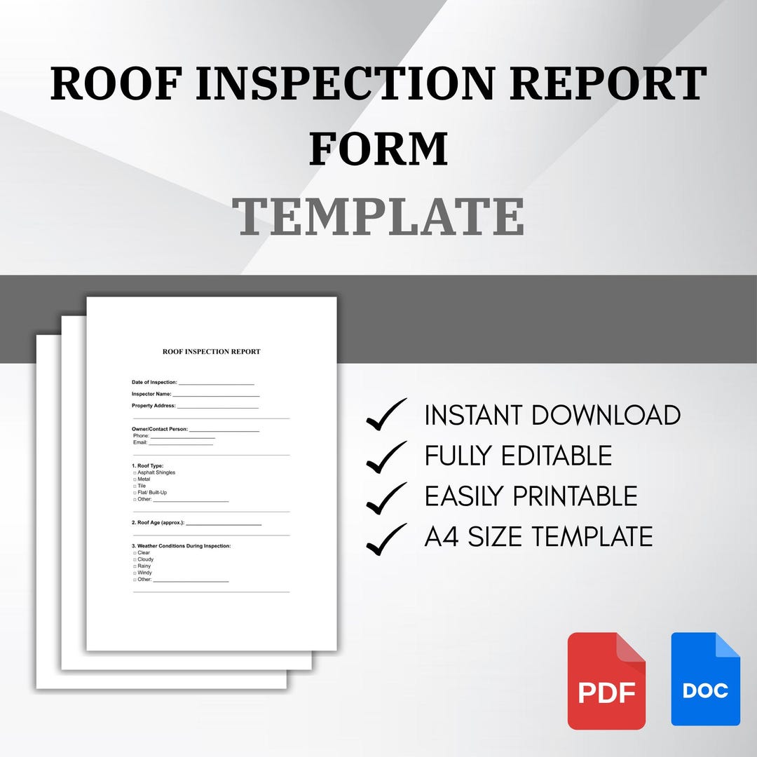 Roof Inspection Report Form PDF DOC | Roofing Contractor Checklist ...