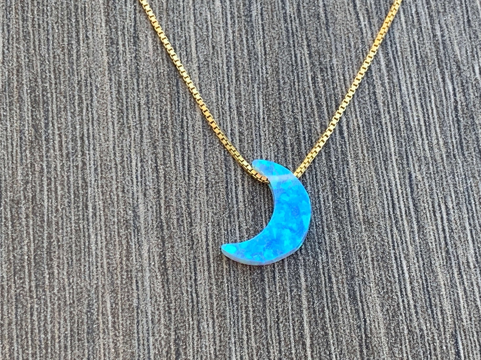 OPAL Moon Charm Necklace Sterling Silver or 14kt Gold Filled - Etsy