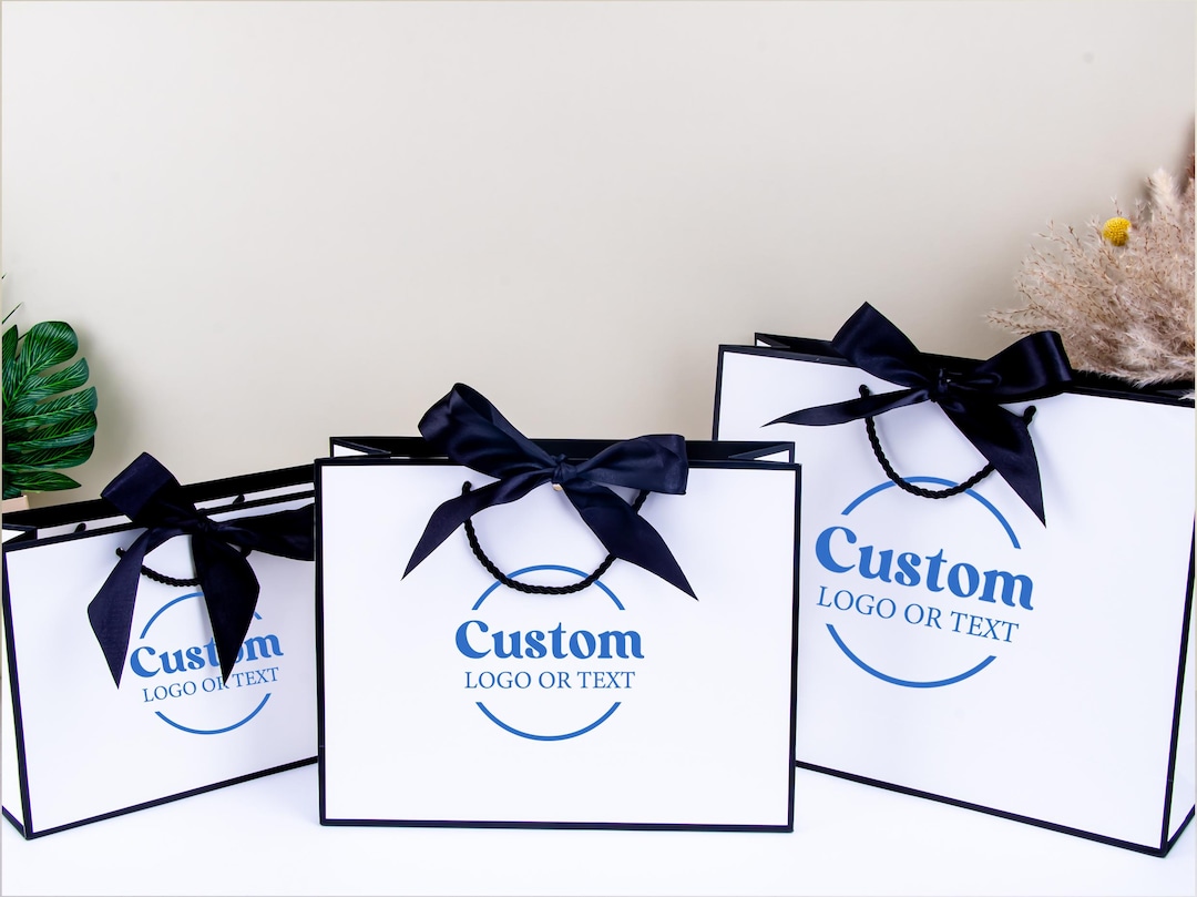Personalized Logo Gift Bags With Black Ribbon: Custom Business ...