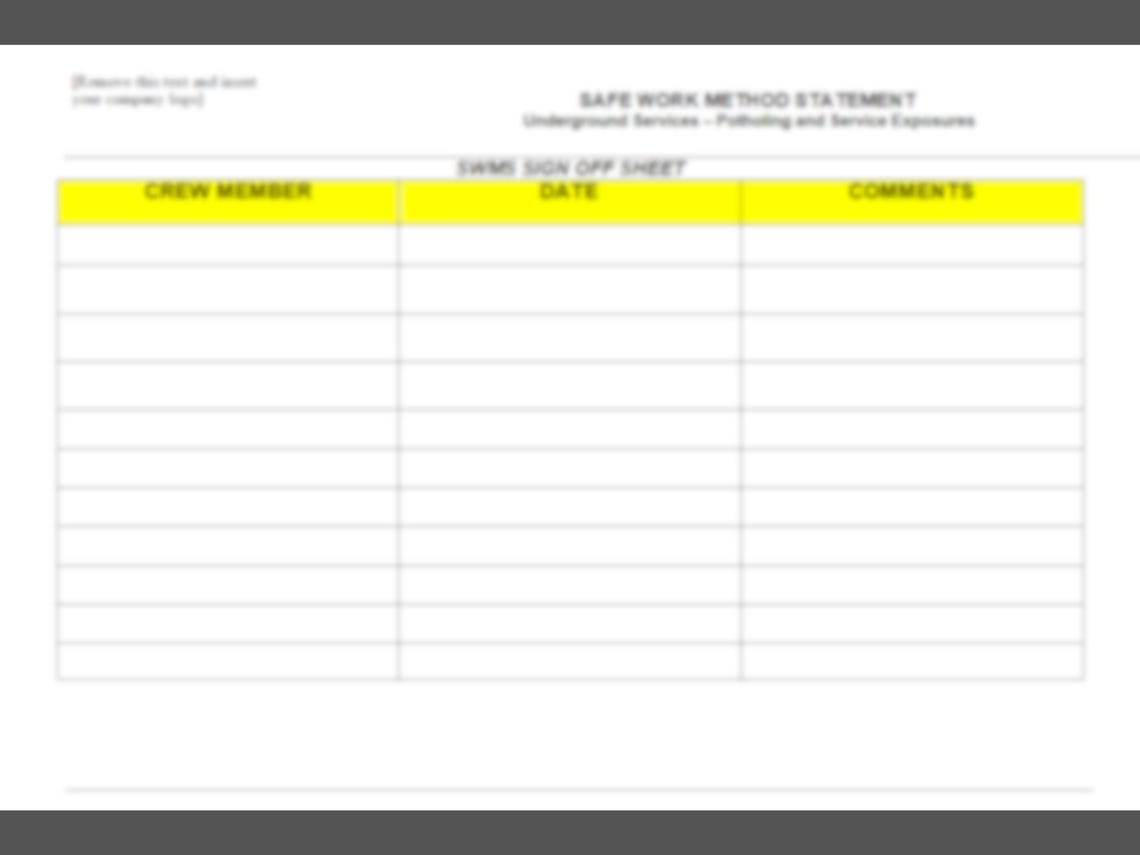 Blank SWMS Template – Editable WHS Document for Any Worksite or Trade ...