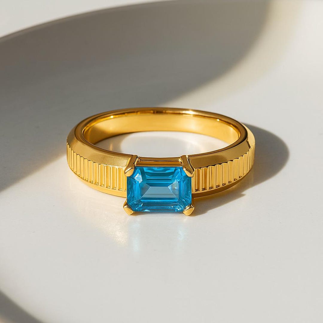 Blue Topaz Signet Ring: 925 Sterling Silver December Birthstone Ring - Etsy
