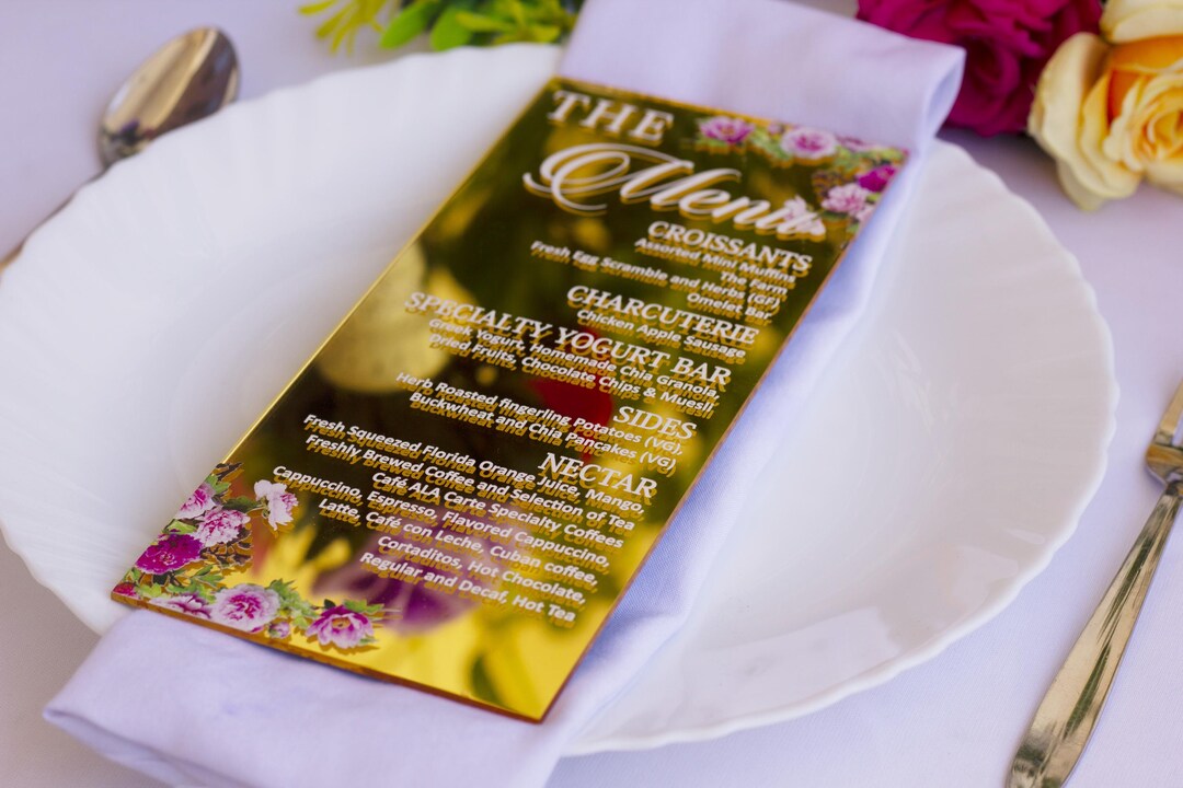 Custom Acrylic Wedding Menu Card: Gold, Silver, Frosted,clear - Etsy