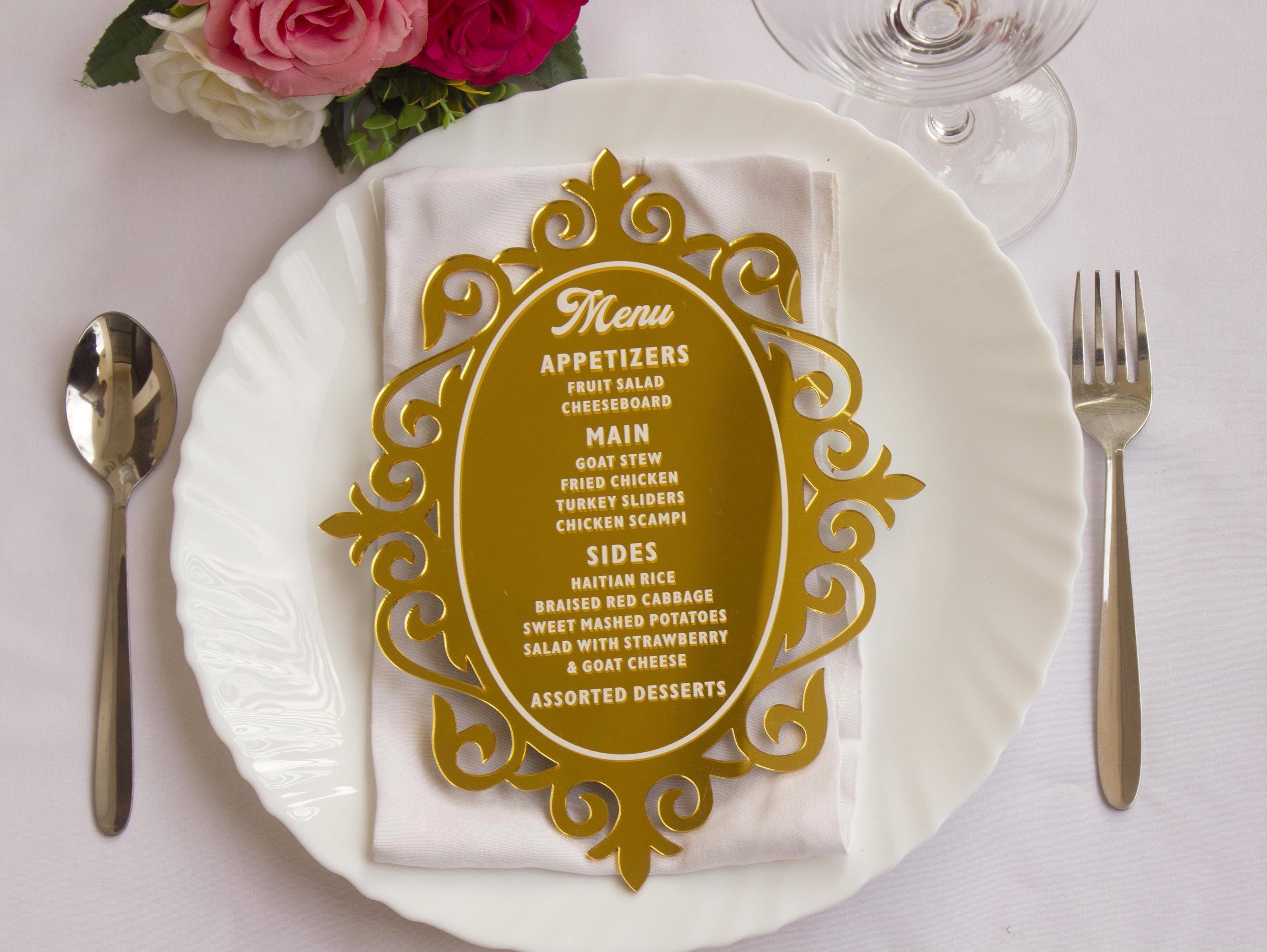 Custom Acrylic Wedding Menu Card: Gold, Silver, - Etsy