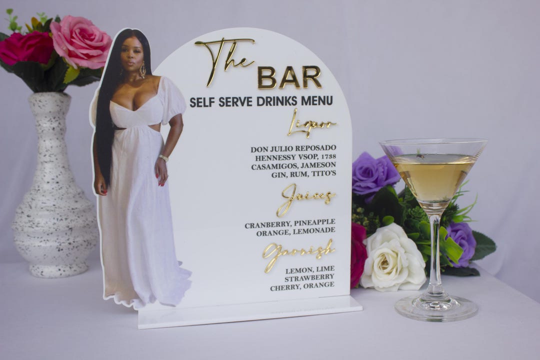 Custom Acrylic Bar Menu Sign: Gold Lettering for Wedding, Birthday ...
