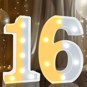LED Light up Numbers, 16th Birthday Party Decoration - Etsy