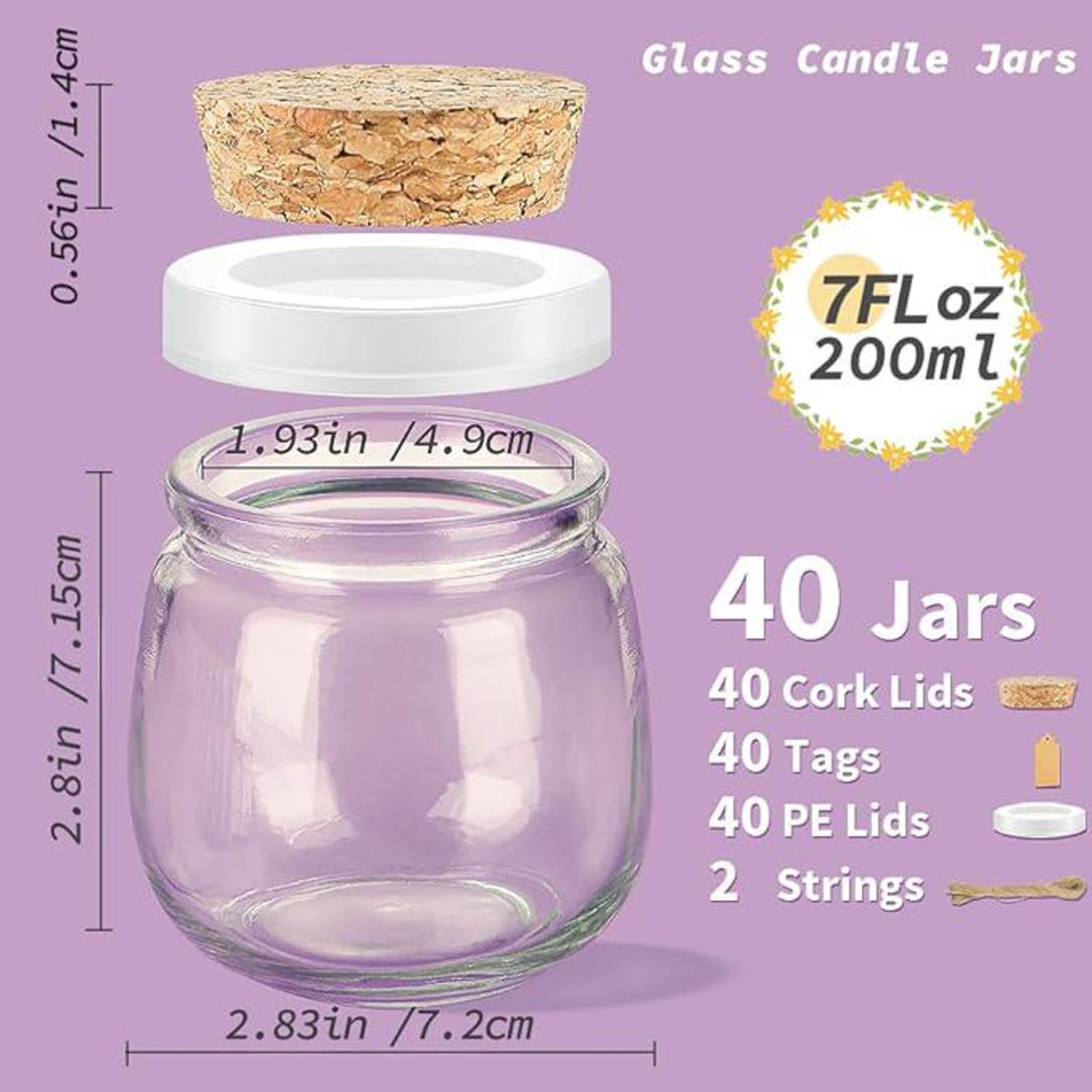 Small Glass Favor Jars With Cork Lids – 7oz, 40 Pack - Etsy