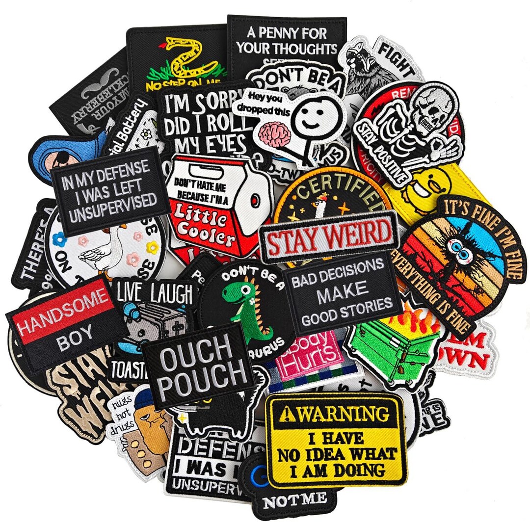 Funny Embroidered Meme Patches, DIY Applique Accessories (20 Pieces) - Etsy