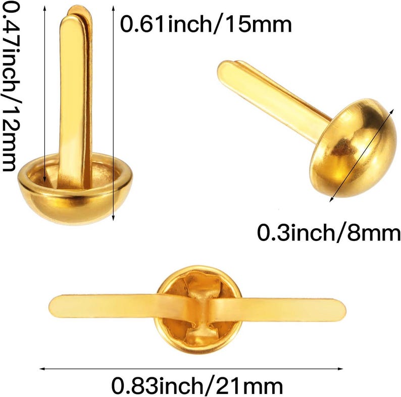 500 Pcs Paper Brass Fasteners Brass Brads Round Fasteners for Craft Art ...