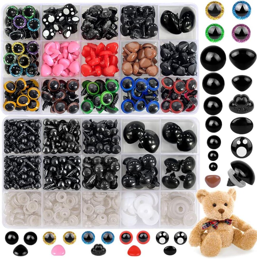 700PCS Safety Eyes and Noses With Washers, Amigurumi Doll Making, 6 ...