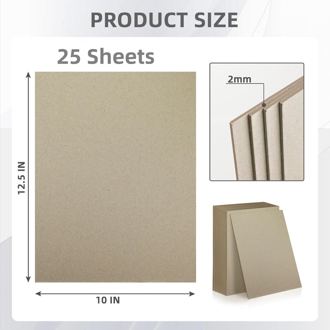 Book Board Sheets, Grey Chipboard (12.5x10 In, 2mm, 80 PT) - Etsy