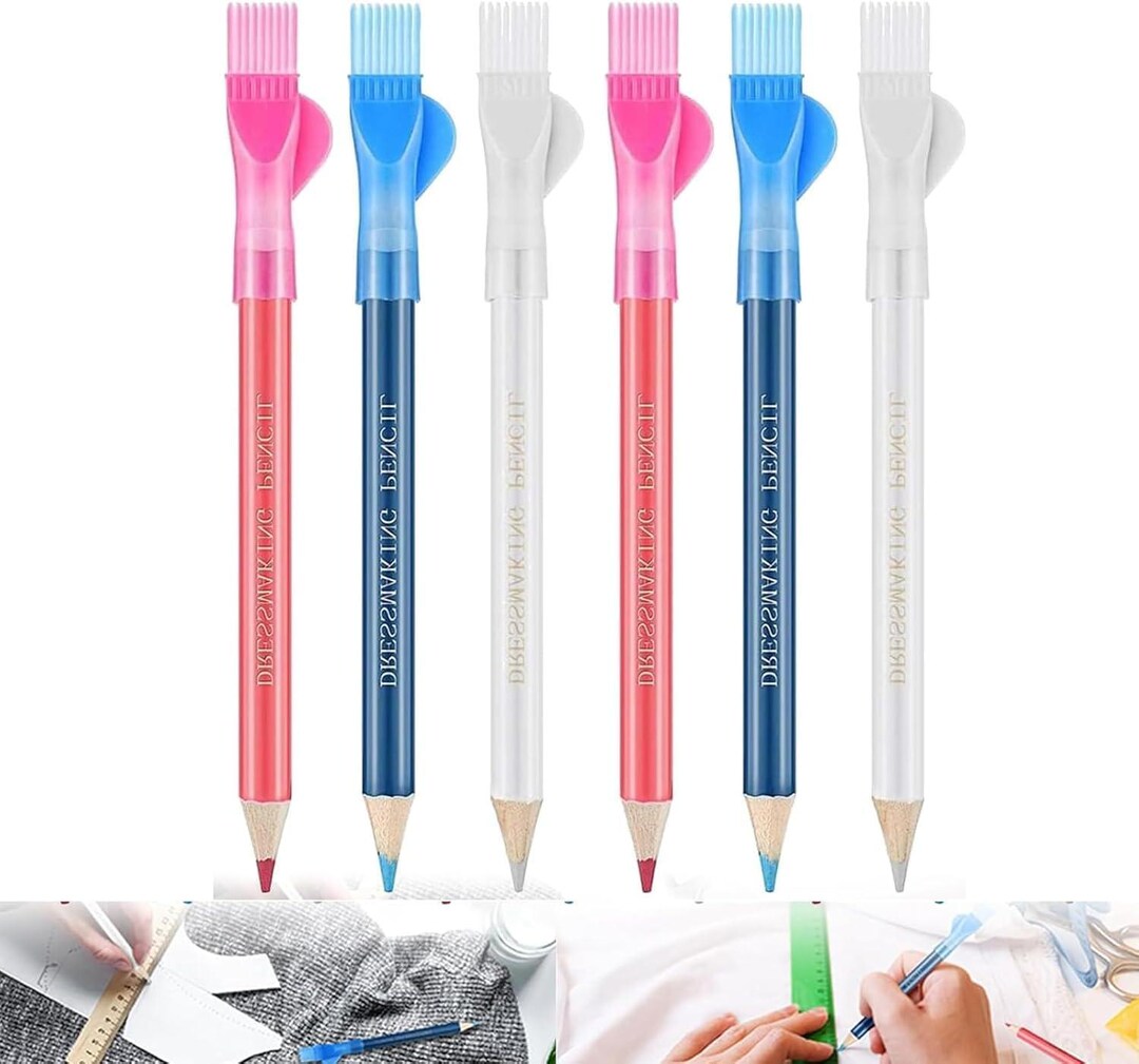 6 PCS Tailor Chalk Pencils With Brush, Sewing Marking Tools - Etsy