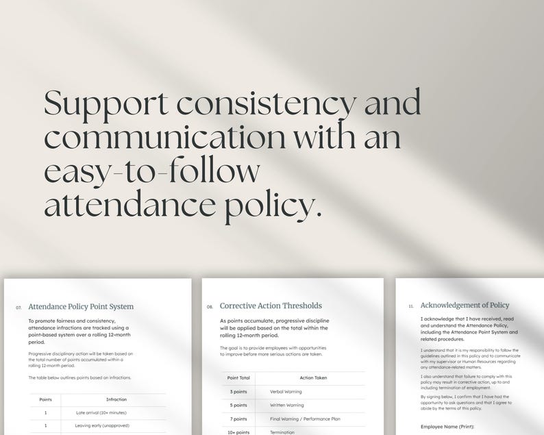 Attendance Policy Template With Point System: HR Document (google Docs ...