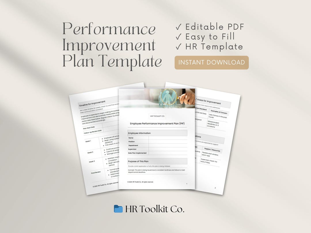 Performance Improvement Plan Template: Editable HR Form (PDF + Google ...