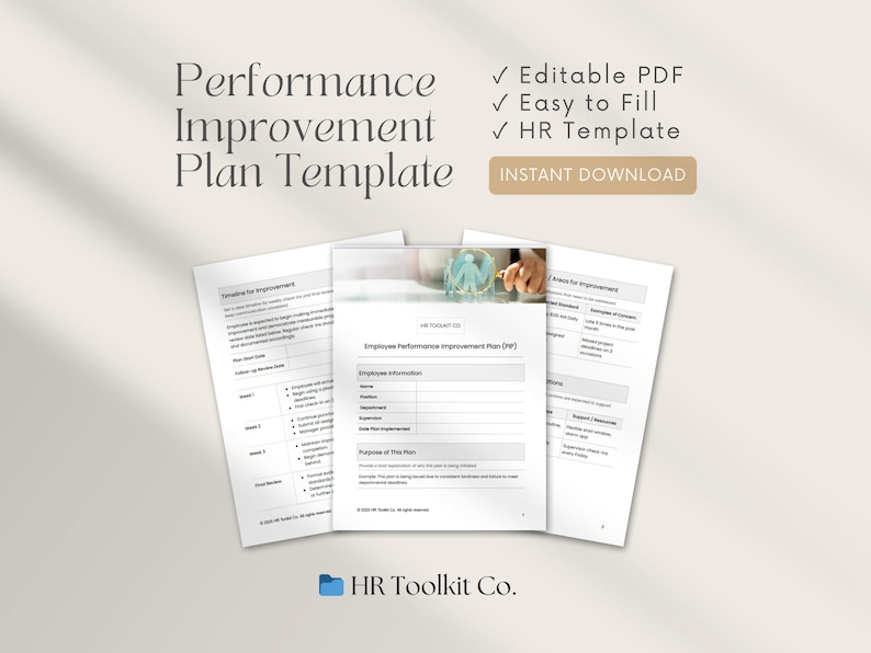 Performance Improvement Plan Template: Editable HR Form (PDF + Google ...