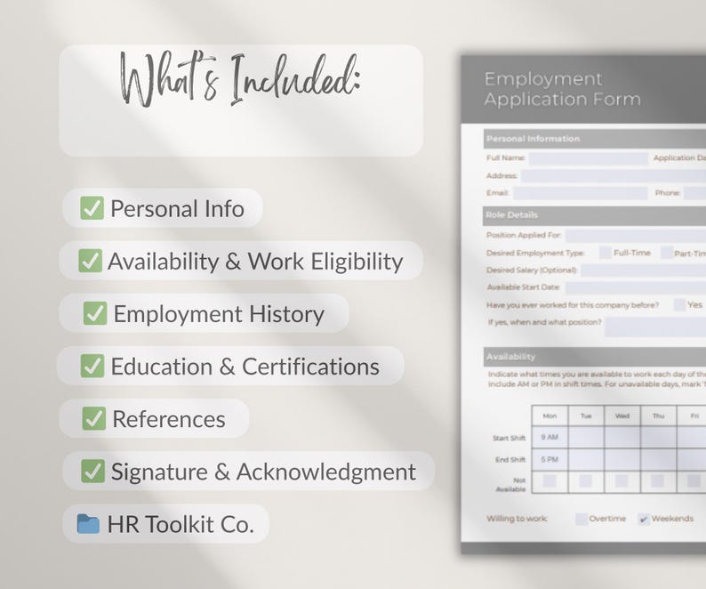 Fillable Employee Application Template | Digital Job Application PDF ...