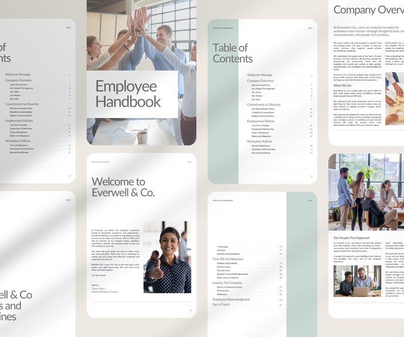 Employee Handbook Template | Modern HR Manual | Editable Canva | Small ...