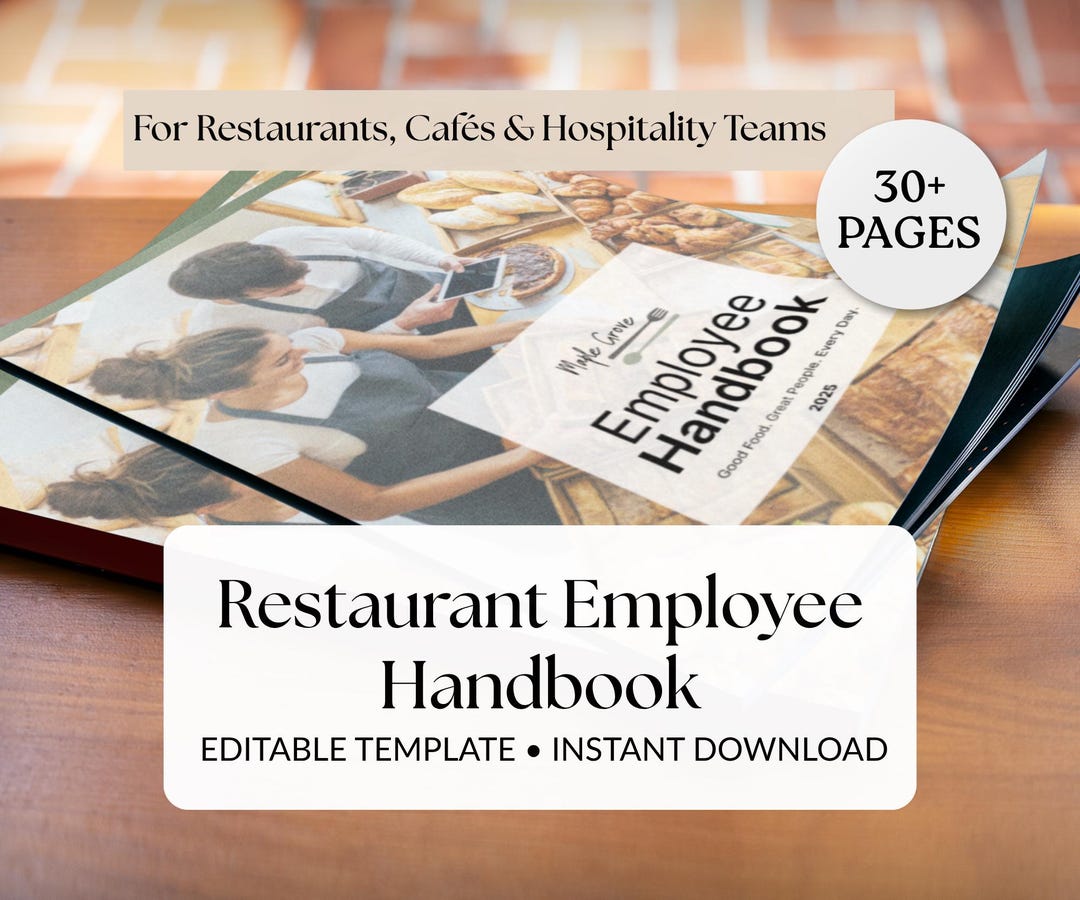 Restaurant Employee Handbook Template | Editable Canva HR Manual for ...