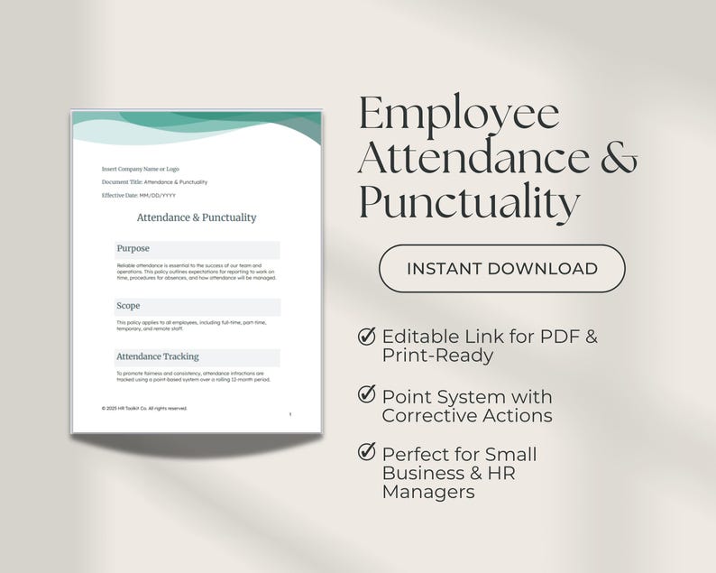 Employee Attendance & Punctuality Policy Template | Editable Google ...