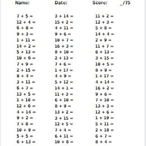 Addition Worksheets: Math Drills for Kids Ages 6-10 (PDF Printable) - Etsy