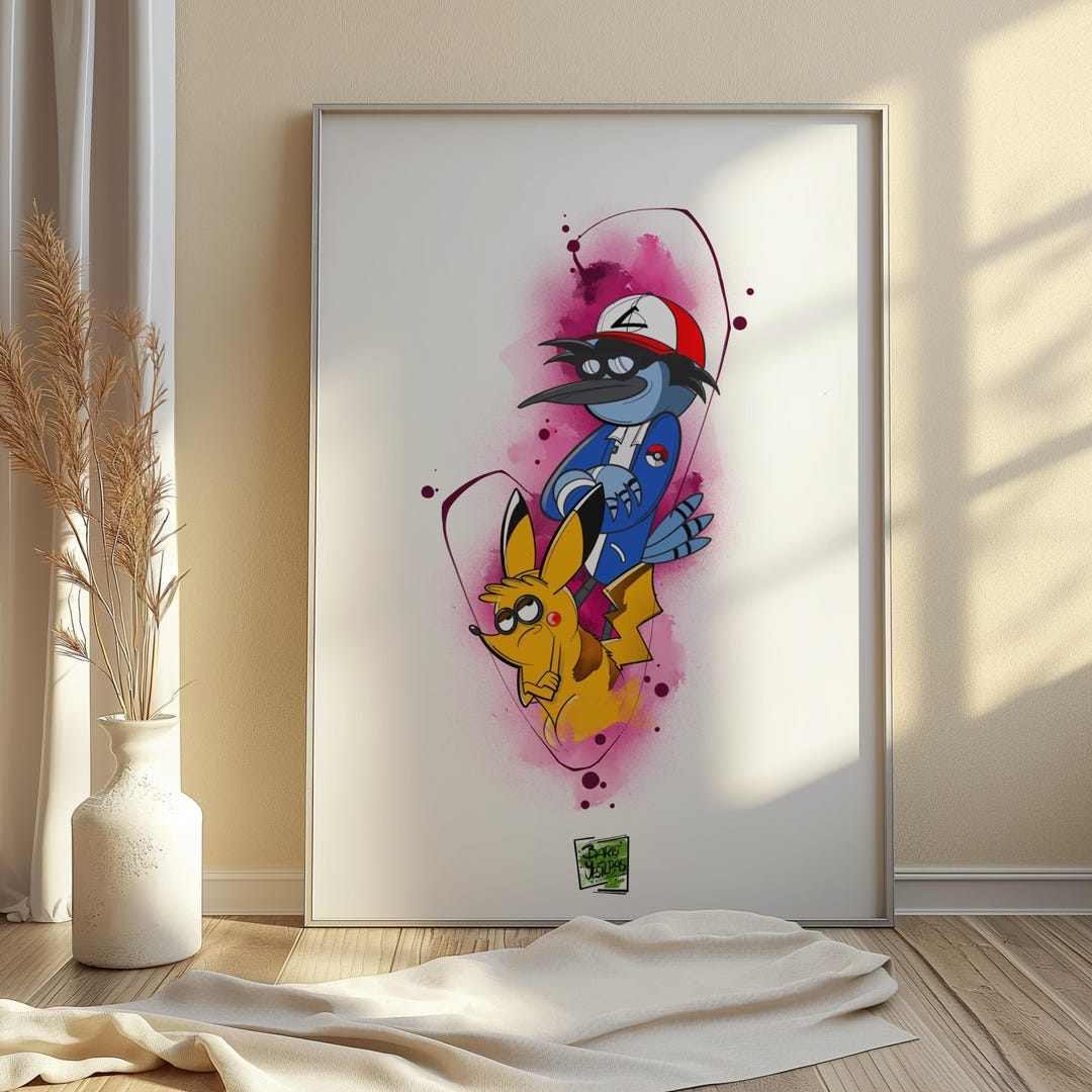 Pikachu Crossover Poster | A3 Watercolor Anime Cartoon Wall Art Print ...