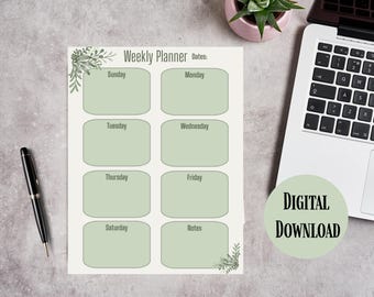 Weekly Planner - Green - Etsy