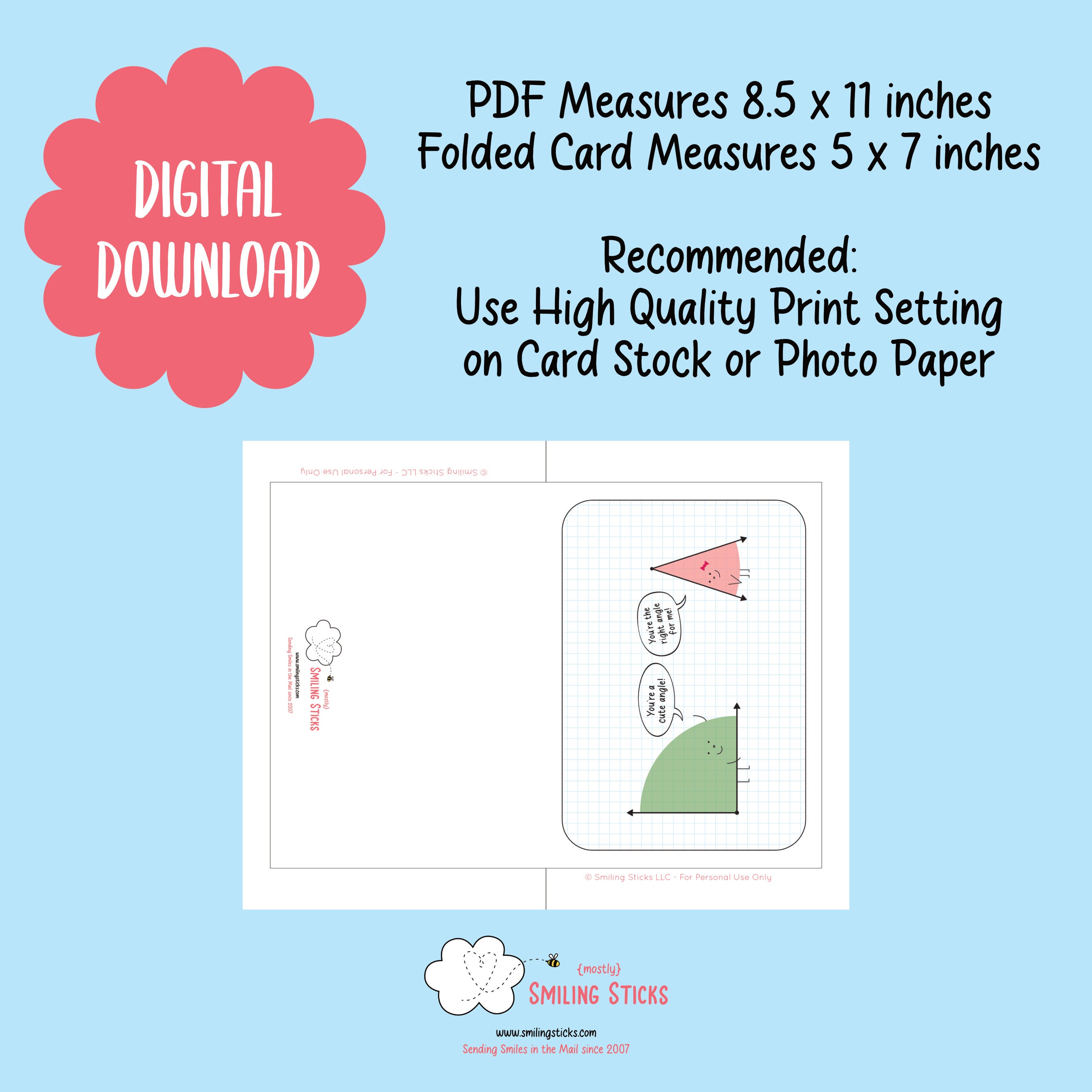 Math Joke Printable Greeting Card DIGITAL DOWNLOAD Cute and Funny Last ...