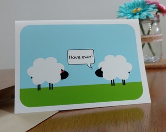 I Love You I Love Ewe Card Sheep Funny Valentine's Day - Etsy