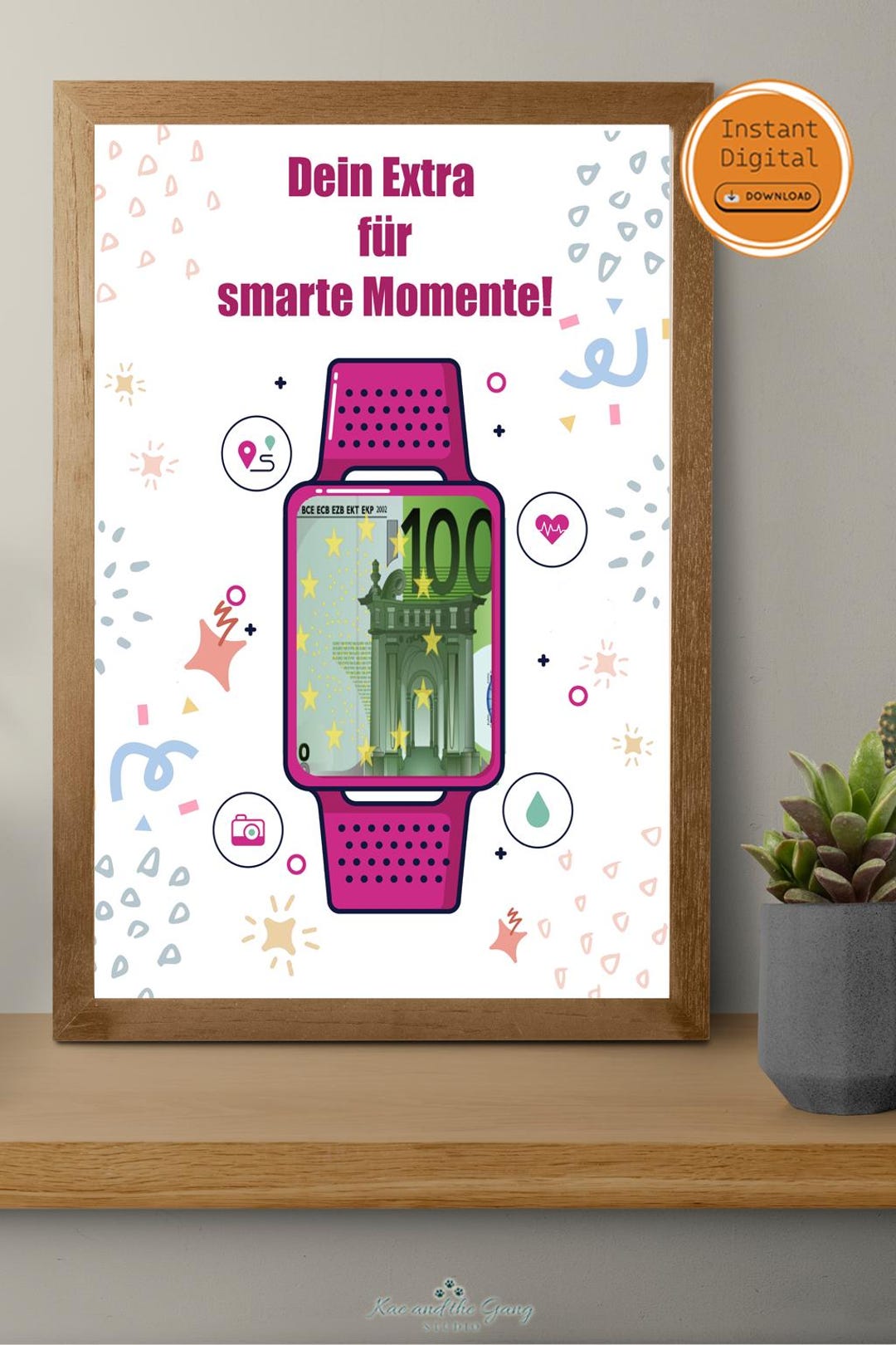 Smartwatch Cash Gift Card | Digital Card to Print | Digital Birthday ...