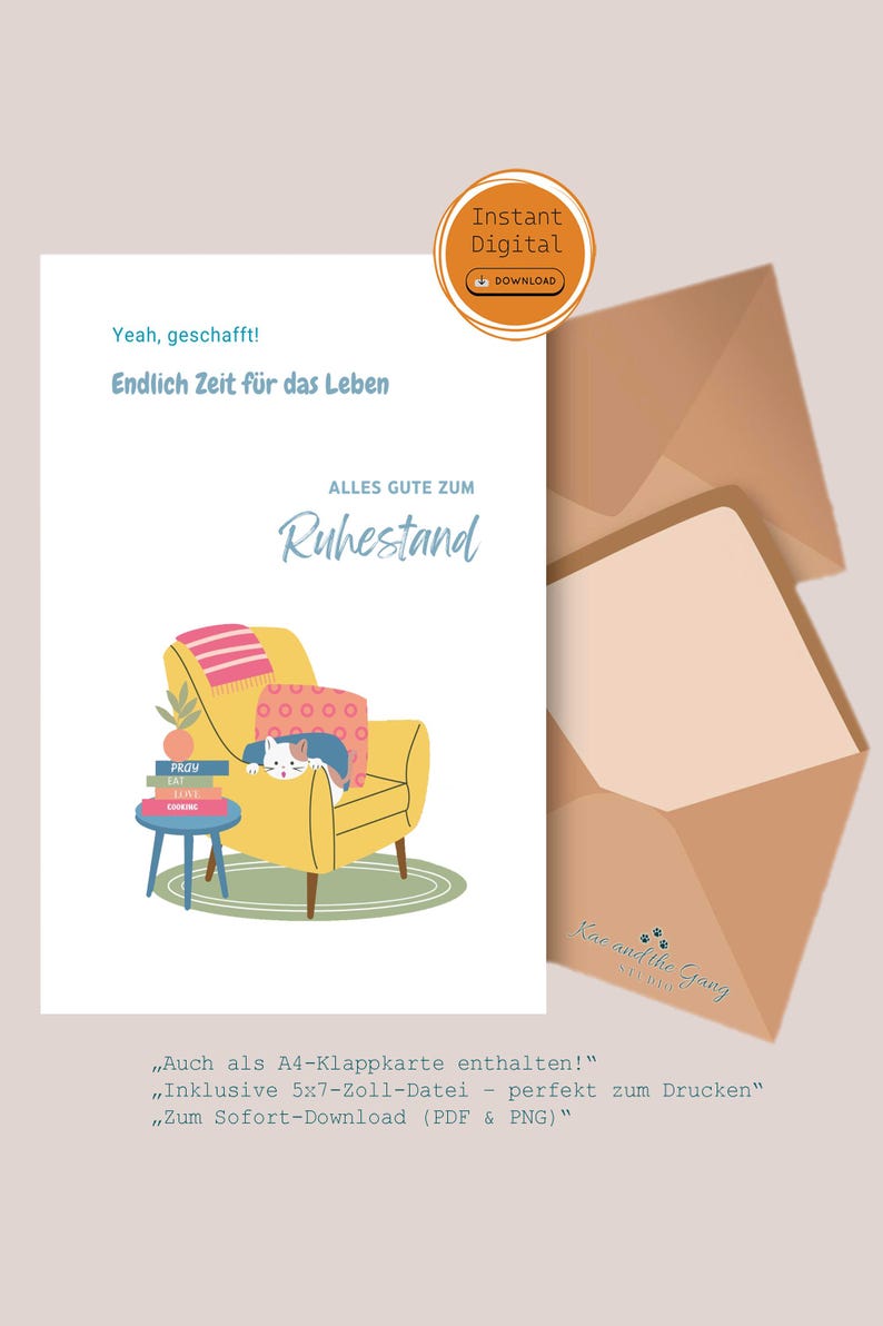 Printable Retirement Card | Foldable A4 Folded Card & 5x7 PDF ...