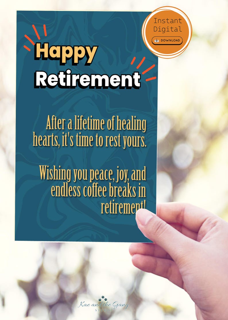 Retirement Card Printable | A4 Foldable to A5 & 5x7 PDF | Digital ...