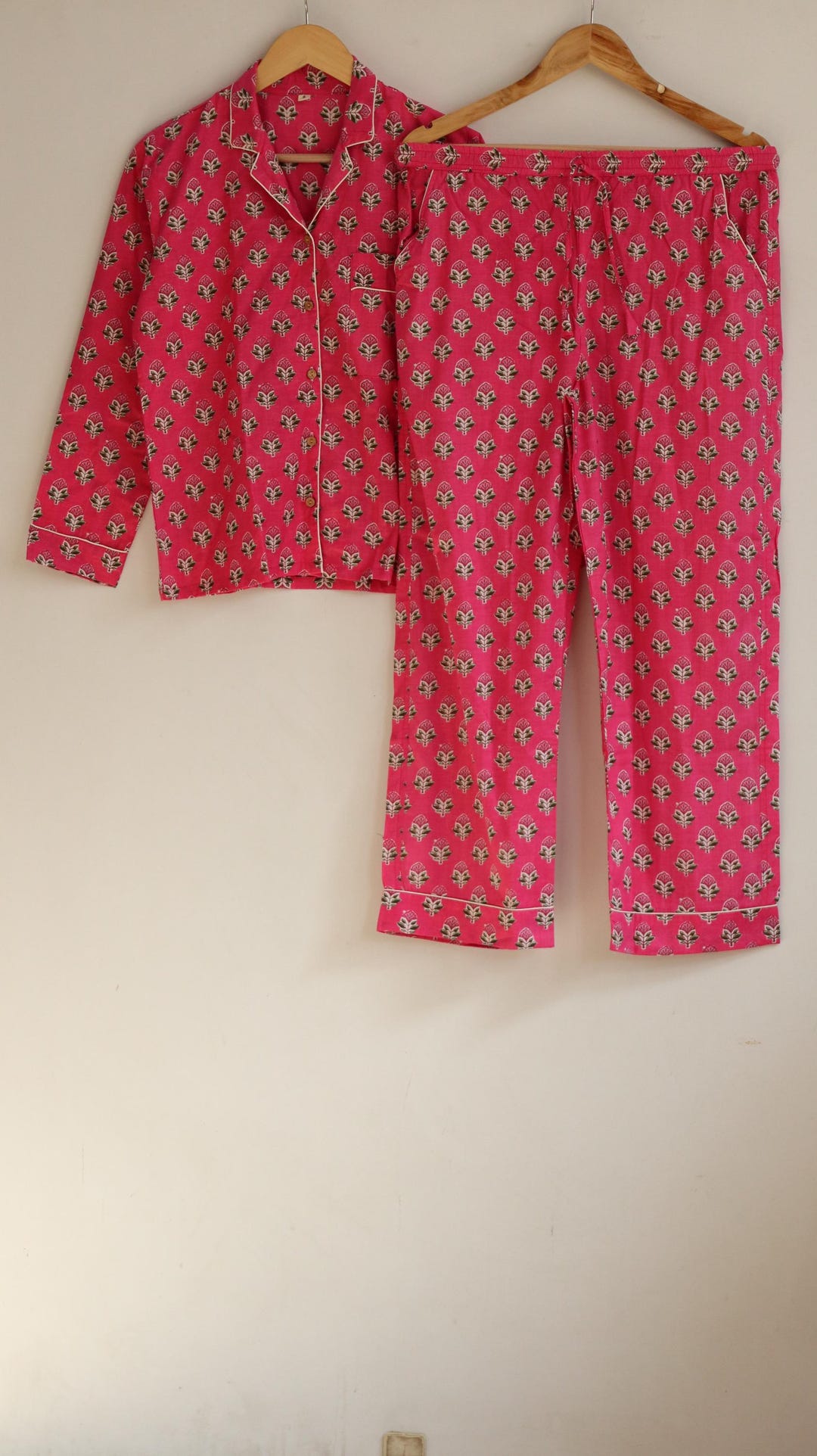 Floral Print Cotton Pajama Set: Handmade Indian Nightwear - Etsy