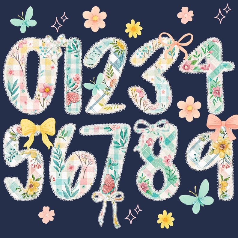 Grandmillennial Lace Alphabet PNG Bundle | 4 Preppy Floral Pastel ...