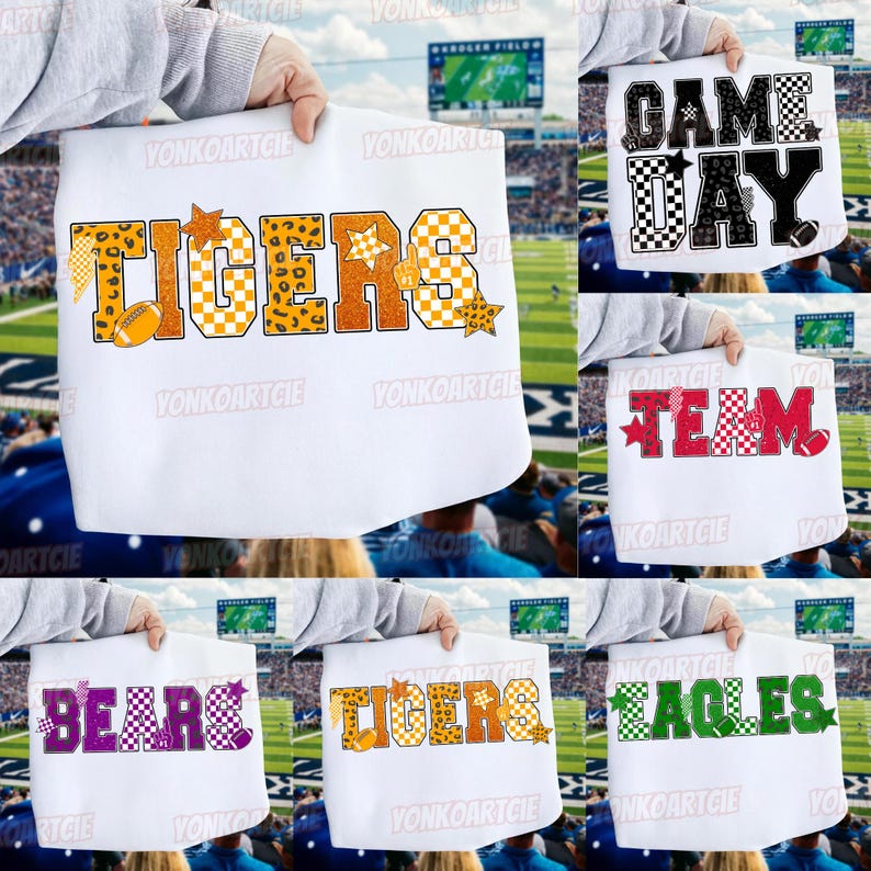 Game Day Team Spirit Alphabet PNG Bundle | Letters A–Z & Numbers 0–9 in ...