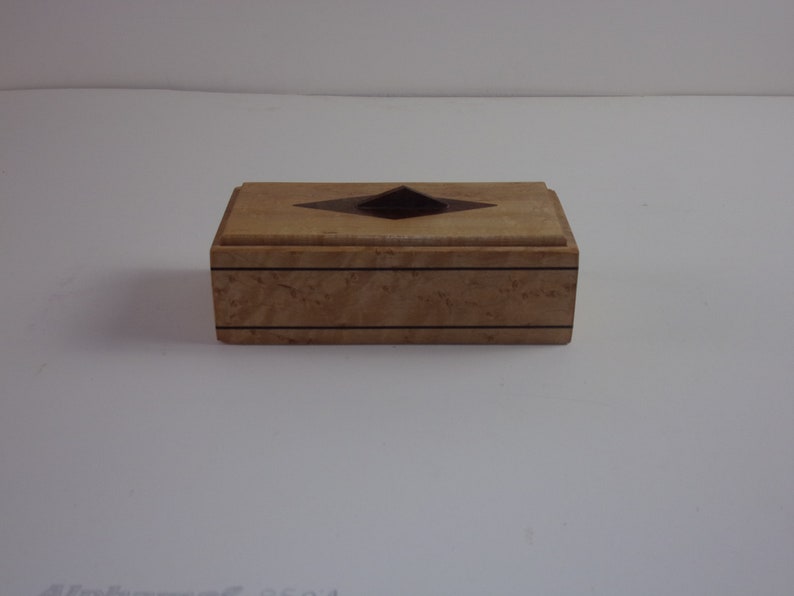 Wooden Box Birds Eye Maple With Diamond Shaped Walnut Inlay 4 | Etsy