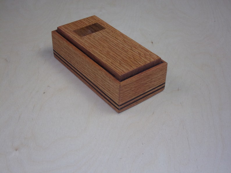 Oak Box With Rose Wood Inlayed Top 4x8 Box | Etsy