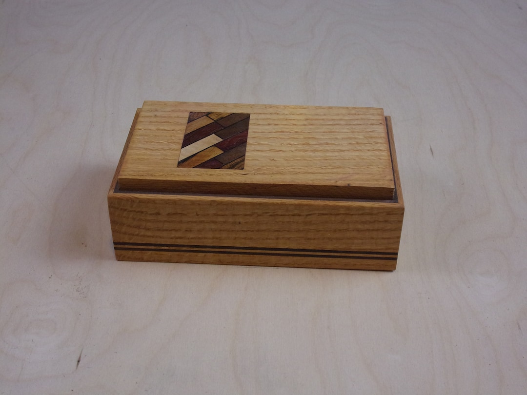 Quarter Sawn Oak Box With Wenge and Walnut Inlayed Top 4 1/2"x 9" Box ...