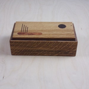 Oak Box With Walnut Inlayed Top 4x8 Box Handmade Trinket Box Keepsake ...