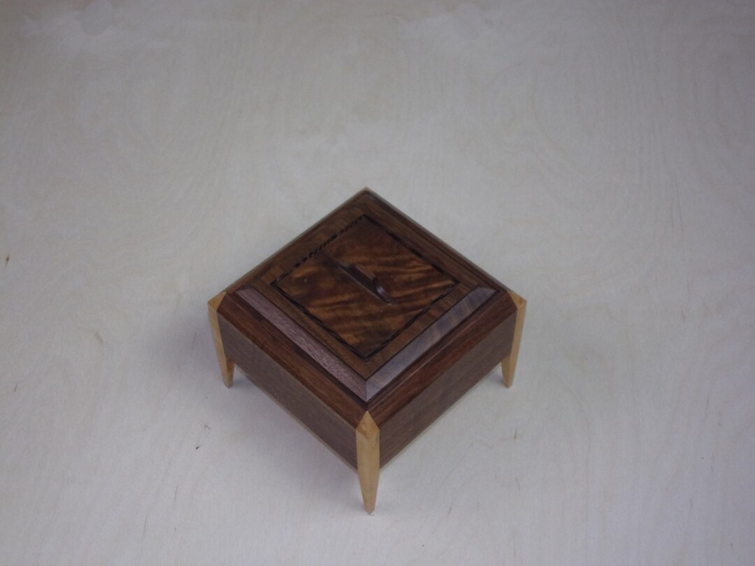 Walnut and Maple Legged Box With Fancy Walnut Inlayed Top - Etsy