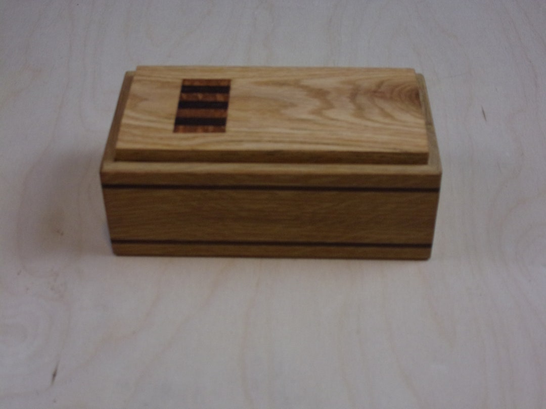 Quarter Sawn Oak Box With Wenge and Walnut Inlayed Top 4 1/2"x 9" Box ...