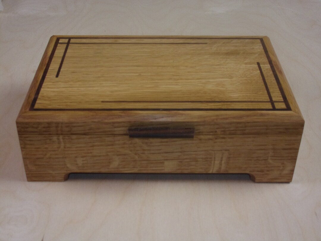 Watch Box Made With Quarter Sawn Oak Box Inlayed With Walnut - Etsy