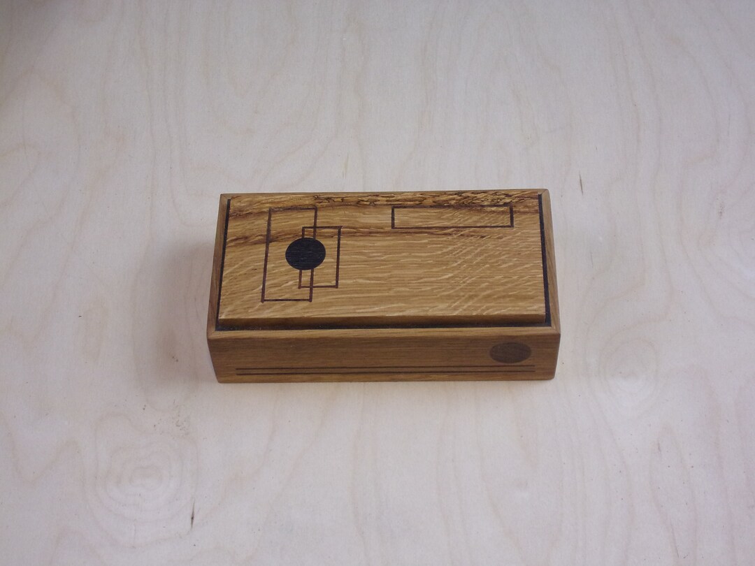Oak Box With Walnut Inlayed Top 4"x8" Box Handmade Trinket Box Keepsake ...