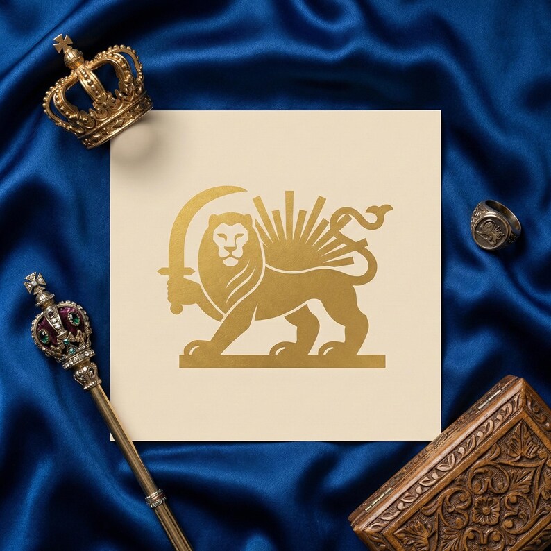 Persian (iranian) Lion and Sun Print | Pahlavi Shir-o Khorshid Flag ...